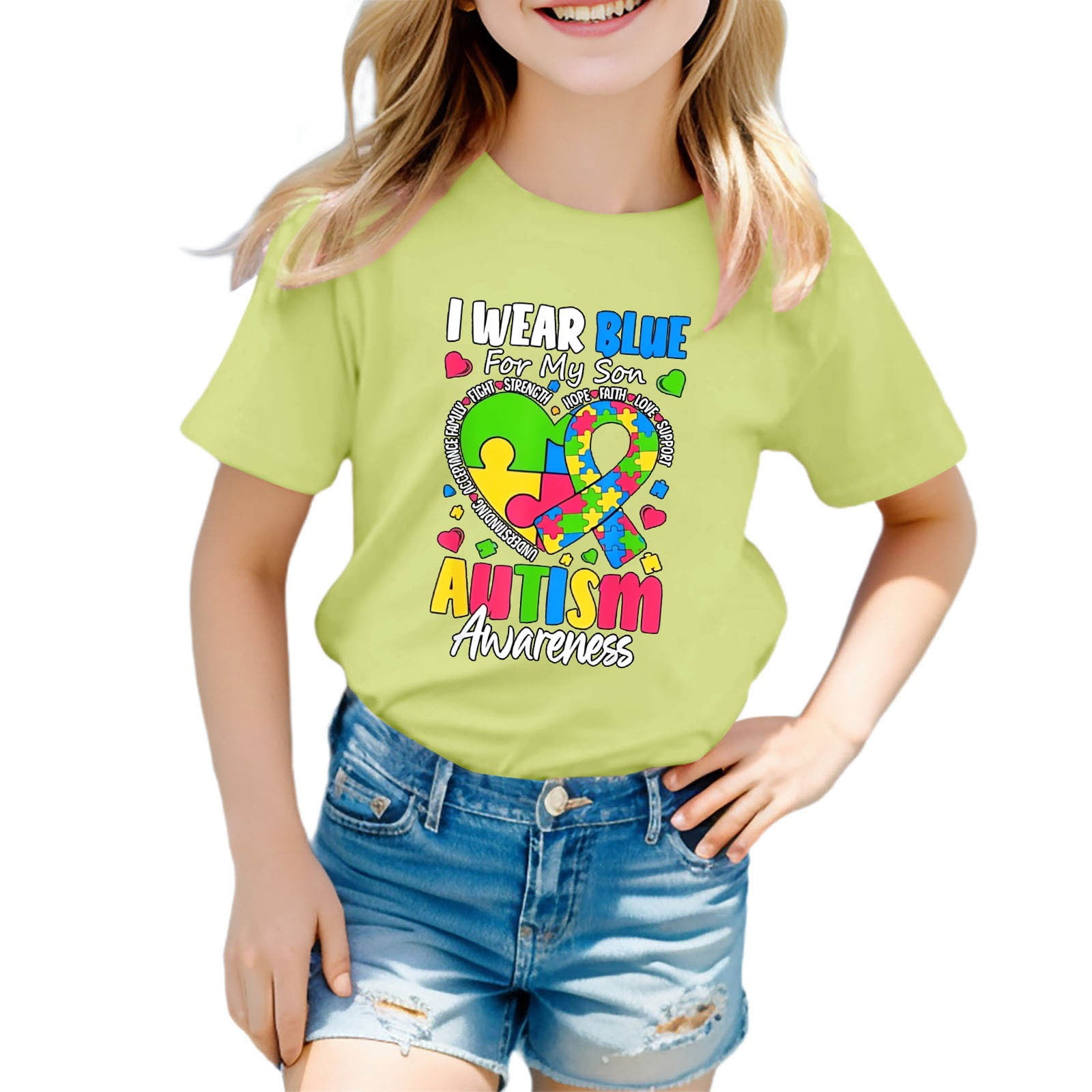 Bjutir Toddler Girls Tops Summer Letter Print Short Sleeve Crew Neck ...