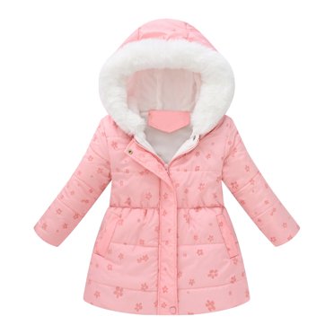 Pink Platinum Girls Heart Foil Printed Hooded Puffer Jacket, Sizes 4-16 ...