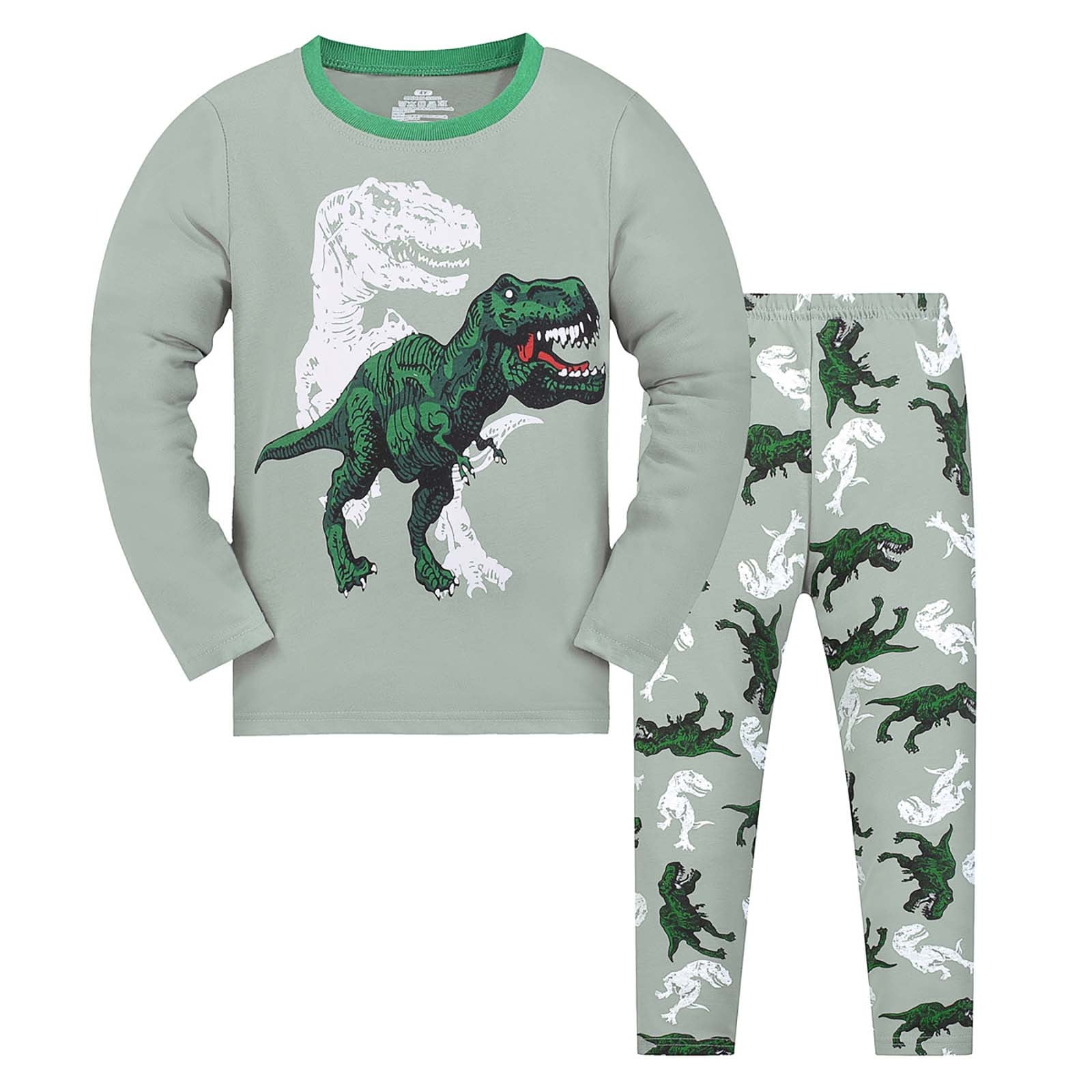 Bjutir Toddler Kids Baby Boys Girls Pajamas Cute Cartoon Dinosaur Print Long Sleeve Top Trousers ...