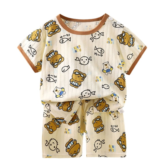 Bjutir Toddler Kids Boys Outfit Set Cartoon Print Short Sleeve Crew ...