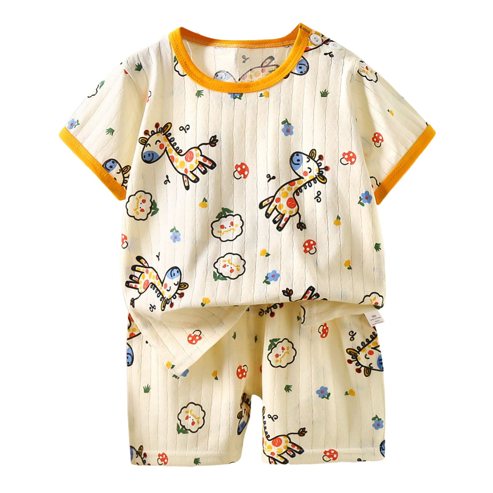 Bjutir Toddler Kids Girls Outfit Set Cartoon Print Short Sleeve Crew ...