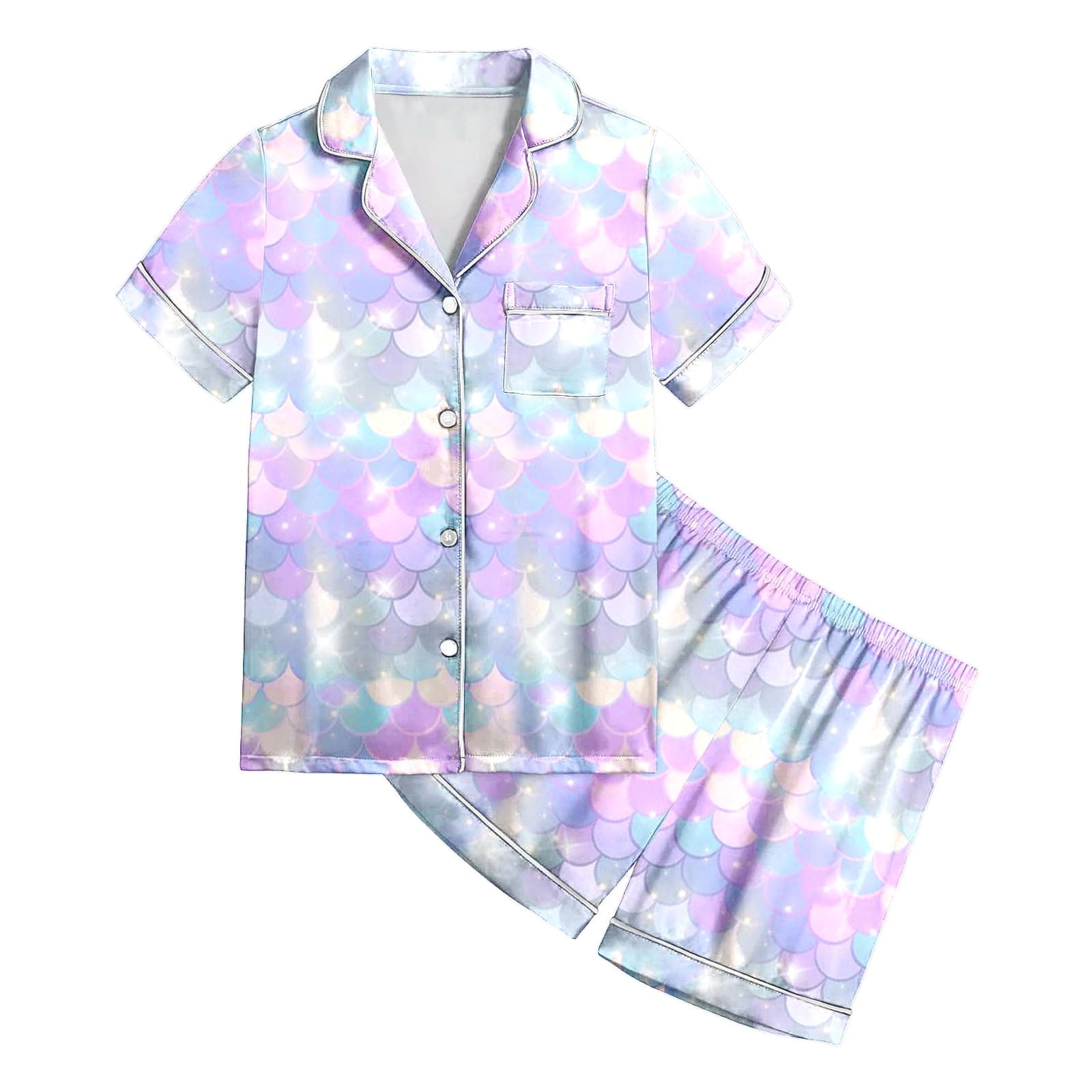 Bjutir Toddler Kids Girls Outfit Set Doughnut Print Short Sleeve Lapel ...