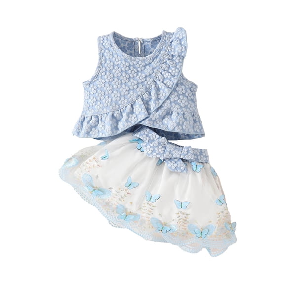 Bjutir Toddler Kids Girls Outfit Set Flower Print Sleeveless Crew Neck ...