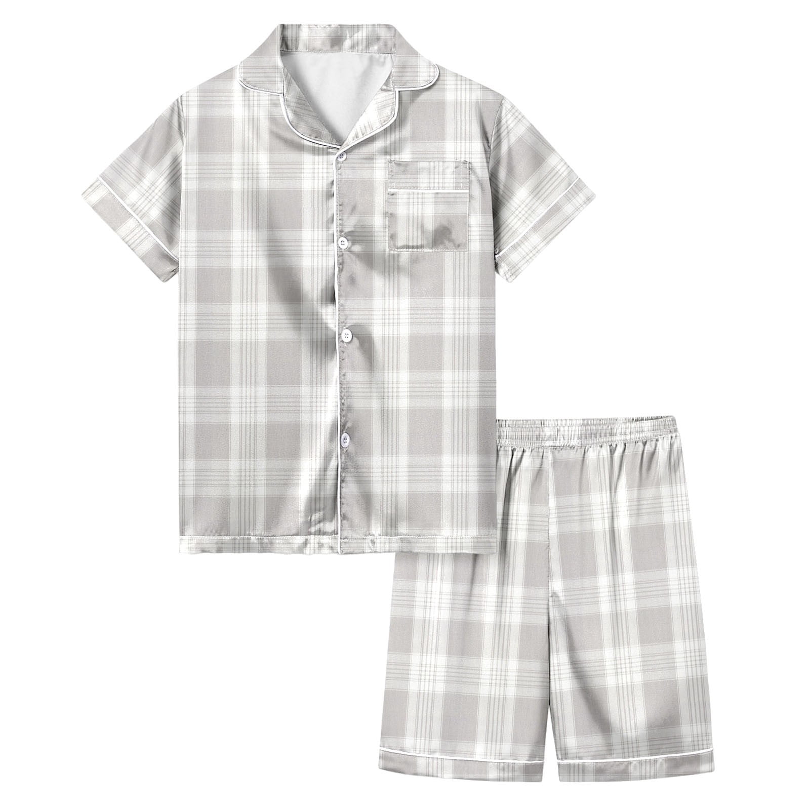 Bjutir Toddler Kids Girls Outfit Set Plaid Print Short Sleeve Lapel ...