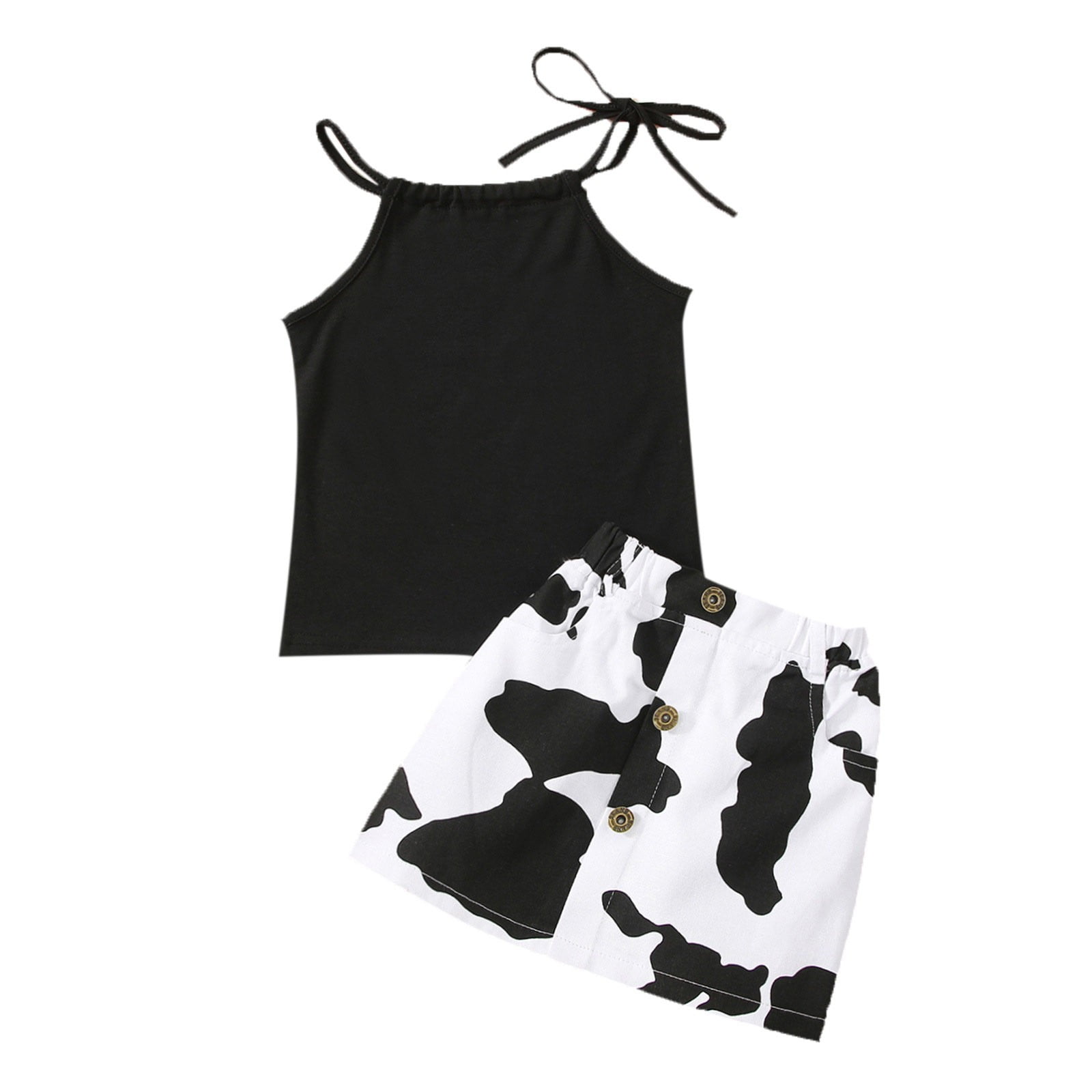 Bjutir Toddler Kids Girls Outfit Set Solid Color Sleeveless Crew Neck ...