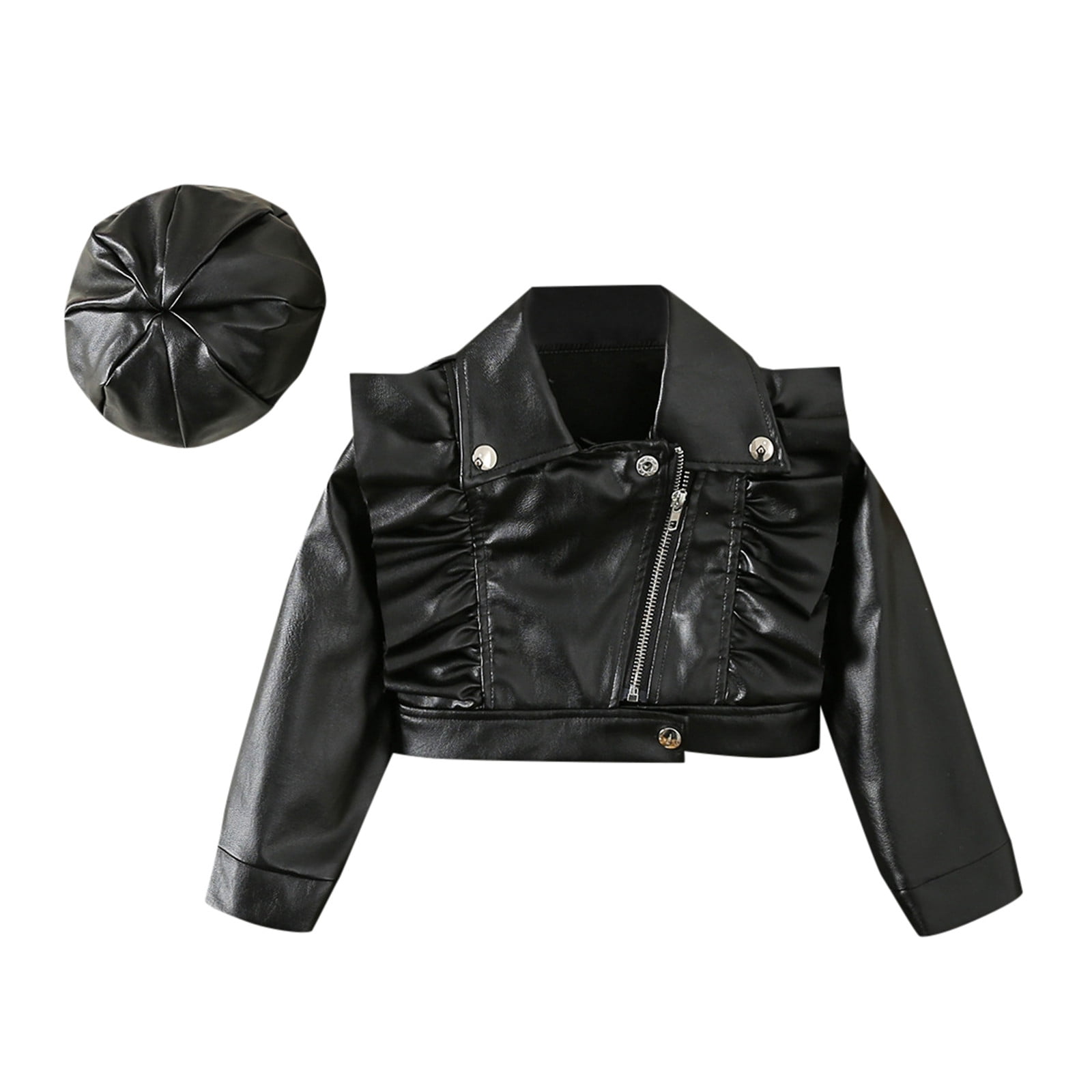 Bjutir Toddler Kids Soft Tops Girls Leather Motorcycle Jacket Cute ...