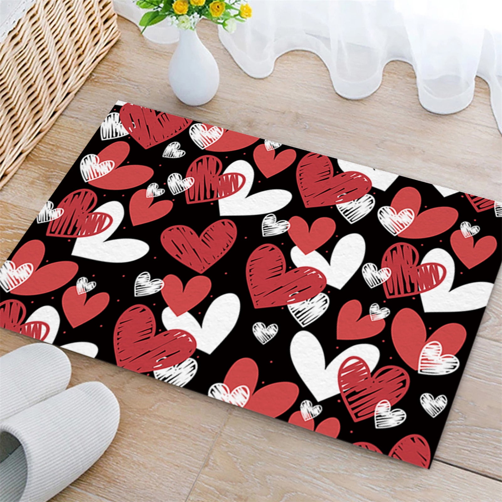 Bjutir Valentines Day Door Mat Heart Decoration Floor Mat Kitchen ...