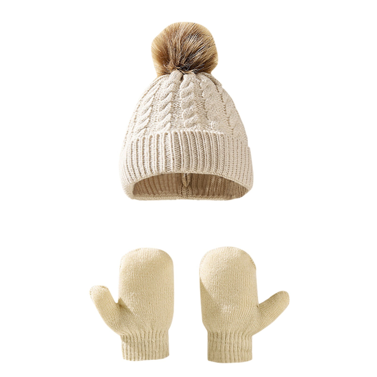 Bjutir Winter Kids Hat Glove Set Knit Fleece Lined Neck Warm Mittens ...