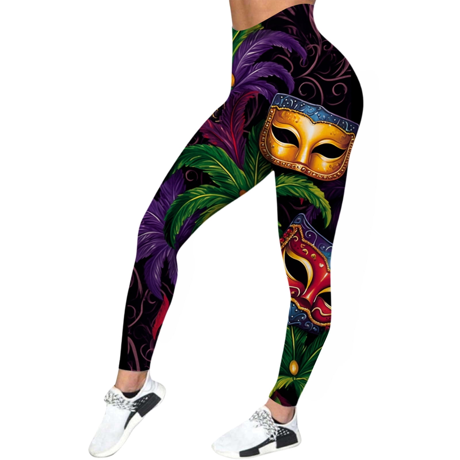 Bjutir Women Leggings Yoga Pants Carnival Colorful Printing Casual Tight Lifting Leggings Pants