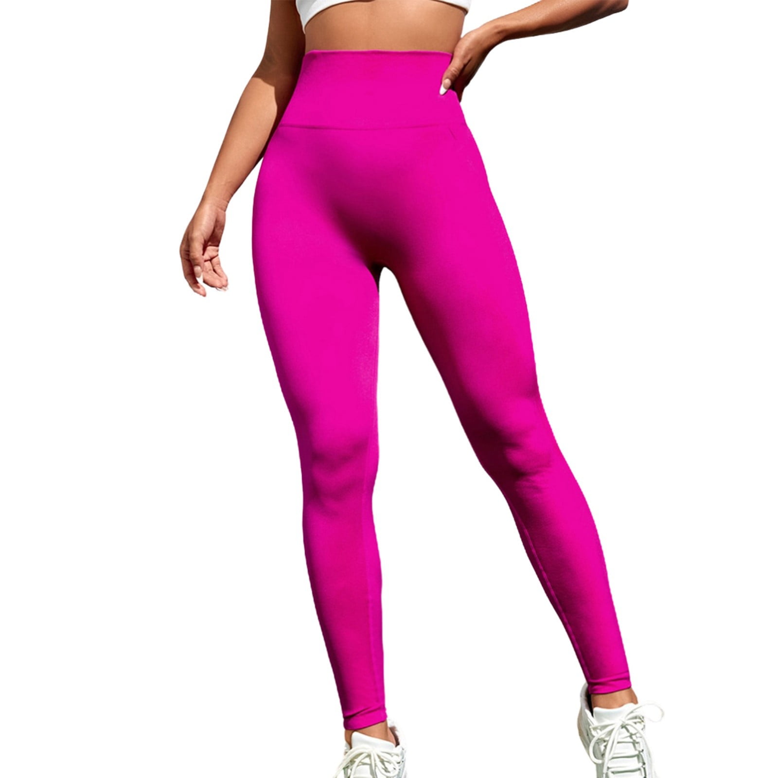 Bjutir Women Solid Color Seamless Knit Peach Hip Gym Pants High Waist