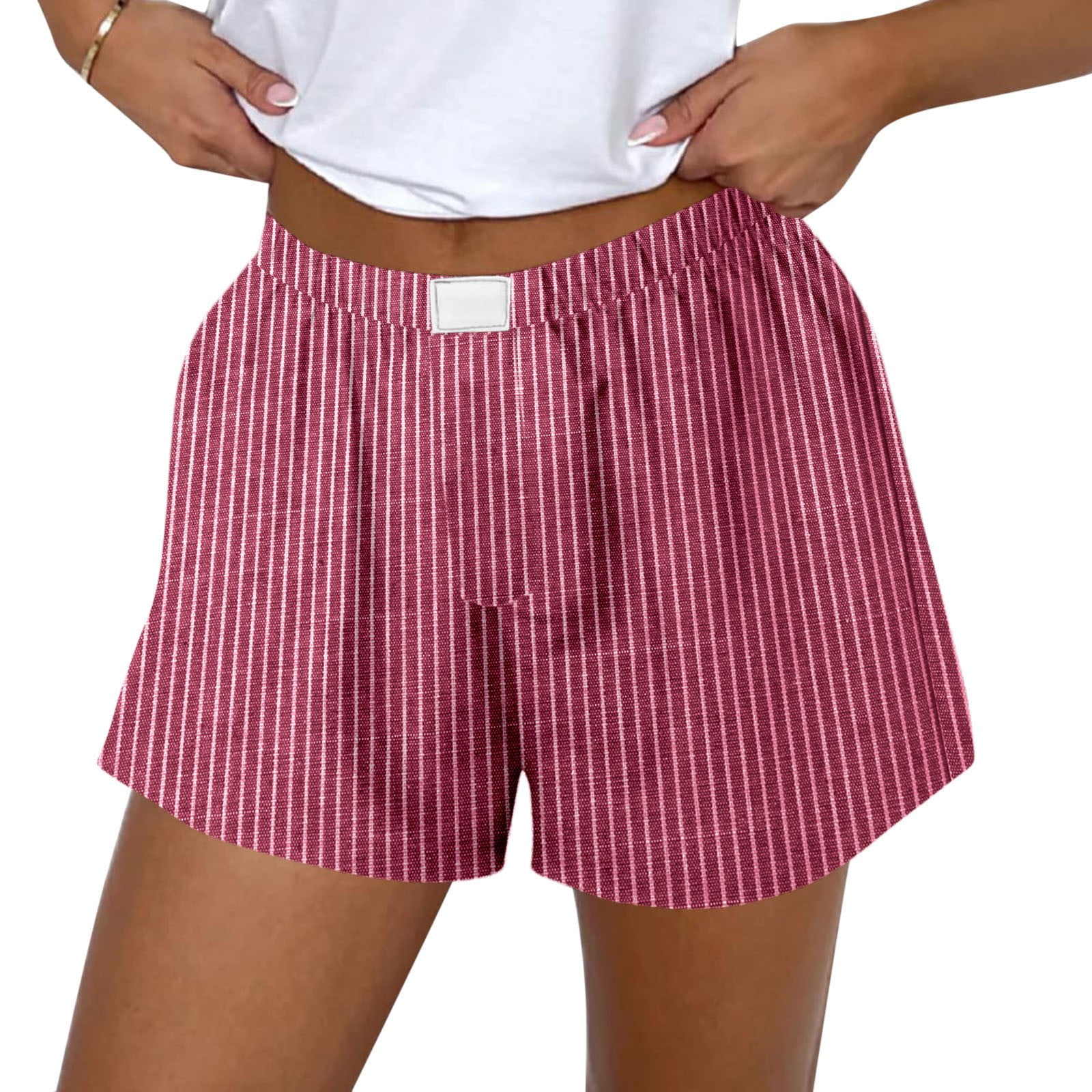 Bjutir Womens Shorts Casual Shorts Cute Soft Stripe Print Boxer Shorts ...