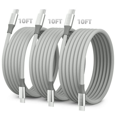 (3 pack) onn. 10 ft USB Type A to C Charging and Data Braided Cable ...