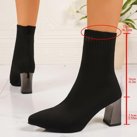 Bkhluea Ankle Sock Boots For Women Vertical Ribbed Stretch Knit Pointed ...
