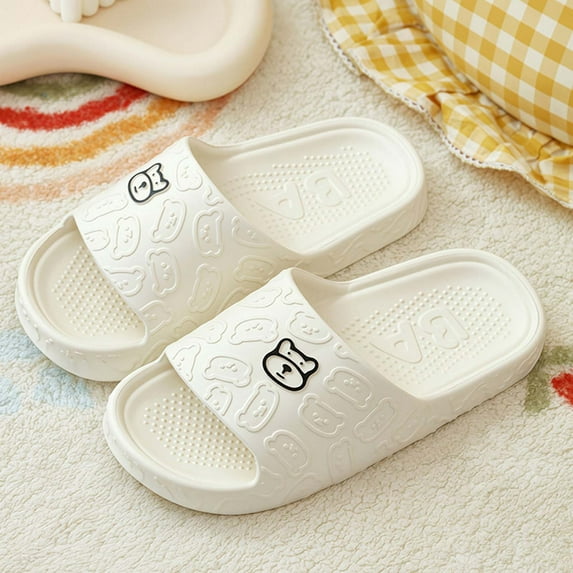 Bkhluea Cute Bear Pattern Slide Slippers, Indoor Non-Slip EVA Sole ...