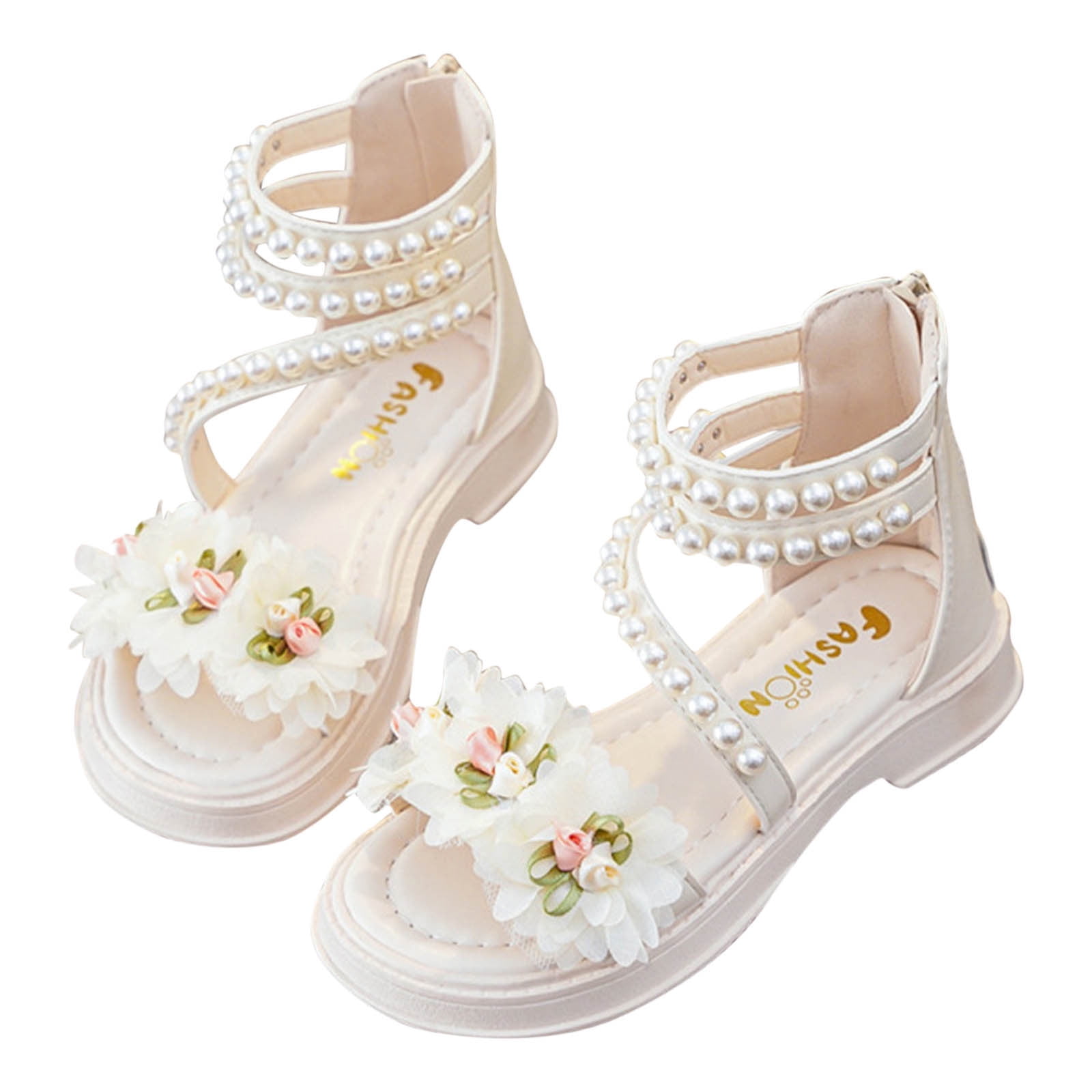 Bkhluea Toddler Girls Sandals Soft Rubber Flats Summer Baby Flower Girl ...