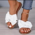 Bkhluea Women Bow Accent Rhinestone Trim Slide Sandals Slip On ...
