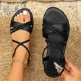 Bkhluea Women Braided Strap Open Toe Slide Sandals Comfortable Footwear ...