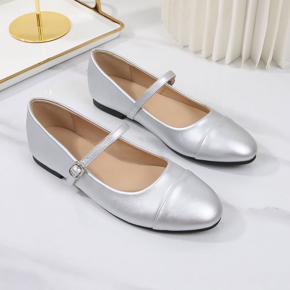 Bkhluea Women Cap Toe Mary Jane Ballet Flats Adjustable Buckle Footwear ...