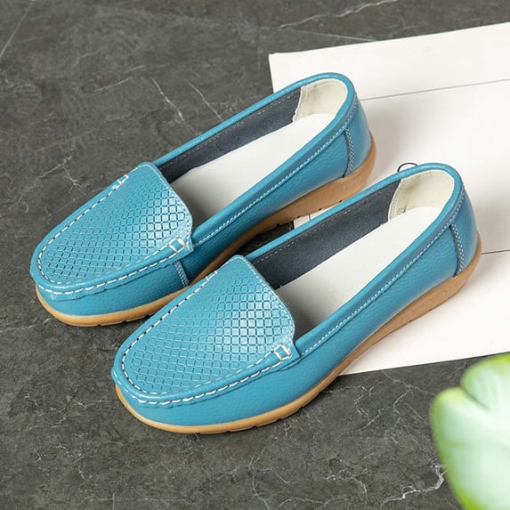 Bkhluea Women Embossed Leather Slip On Wedge Loafers Comfortable ...