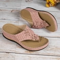 Bkhluea Women Floral Accent Cutout Wedge Flip Flops Comfortable ...