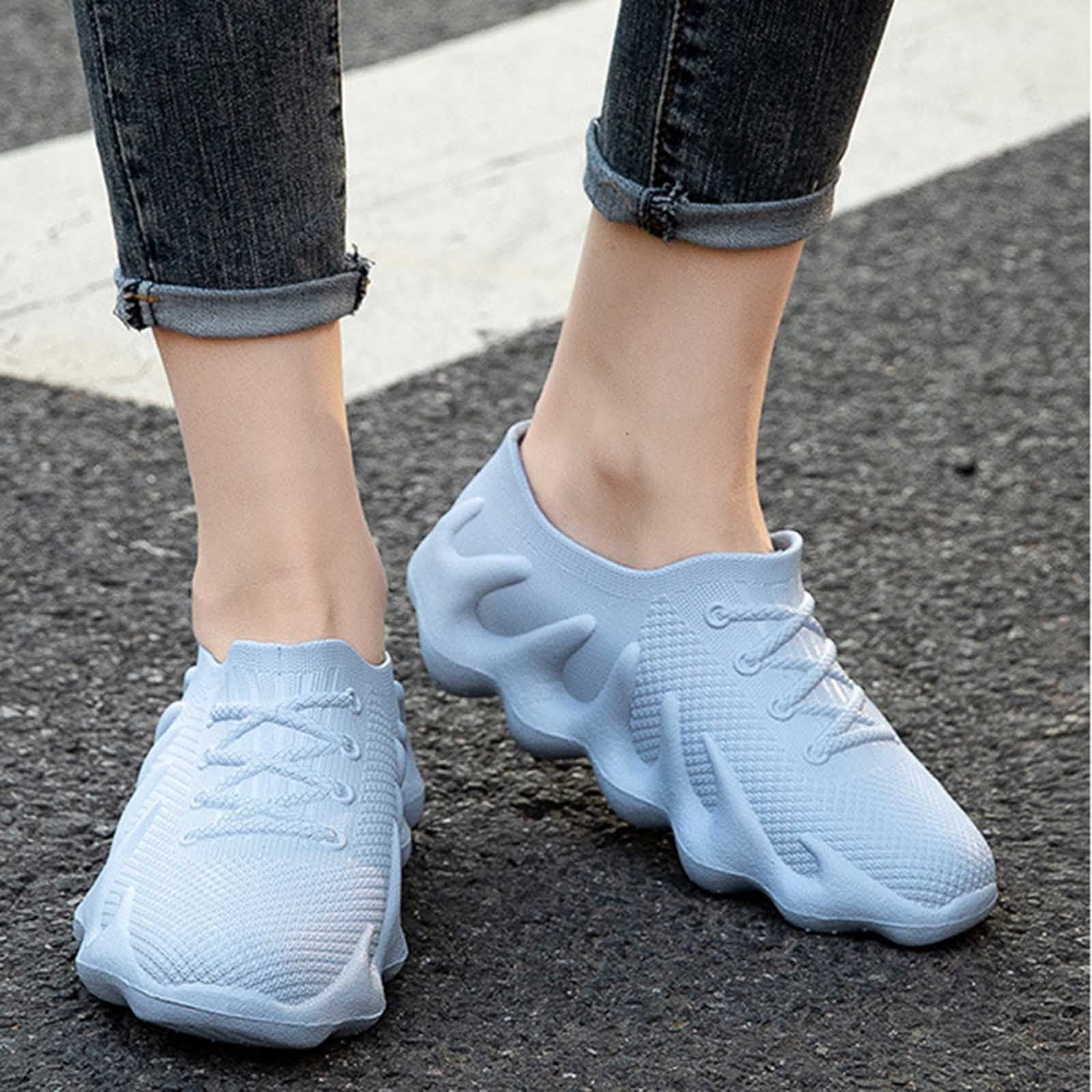 Bkhluea Women Lace Up Wavy Sole Casual Running Shoes Breathable ...