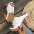 Bkhluea Women Leather Open Toe Chunky Heel Platform Mule Sandals ...