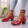 Bkhluea Women Peep-Toe Buckle Slingback Block Heel Sandals Adjustable ...