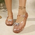Bkhluea Women Rhinestone Bow Glitter Hollow Mesh Mary Jane Jelly Flat ...