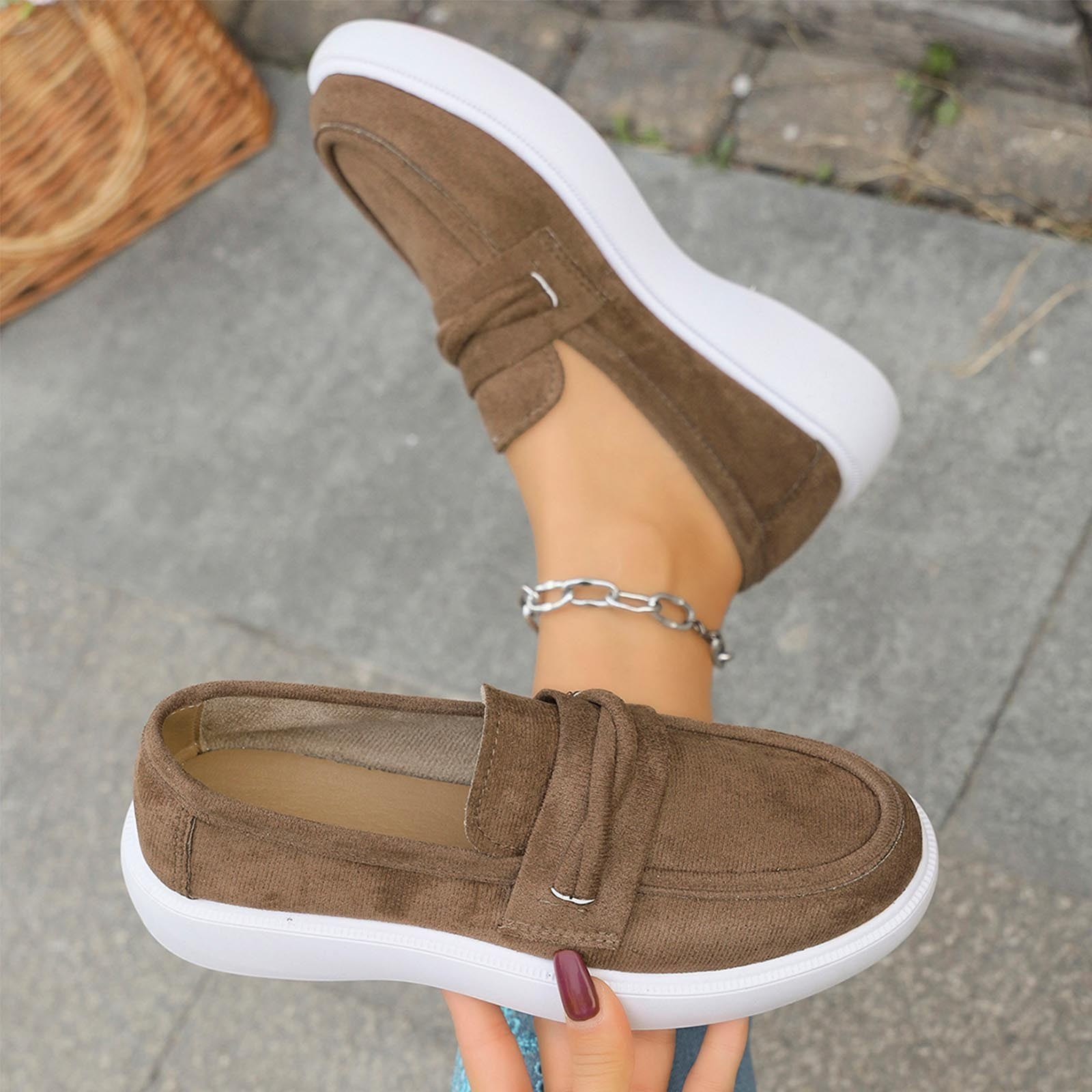 Bkhluea Women Suede Slip On Loafers Comfortable Footwear For Office ...
