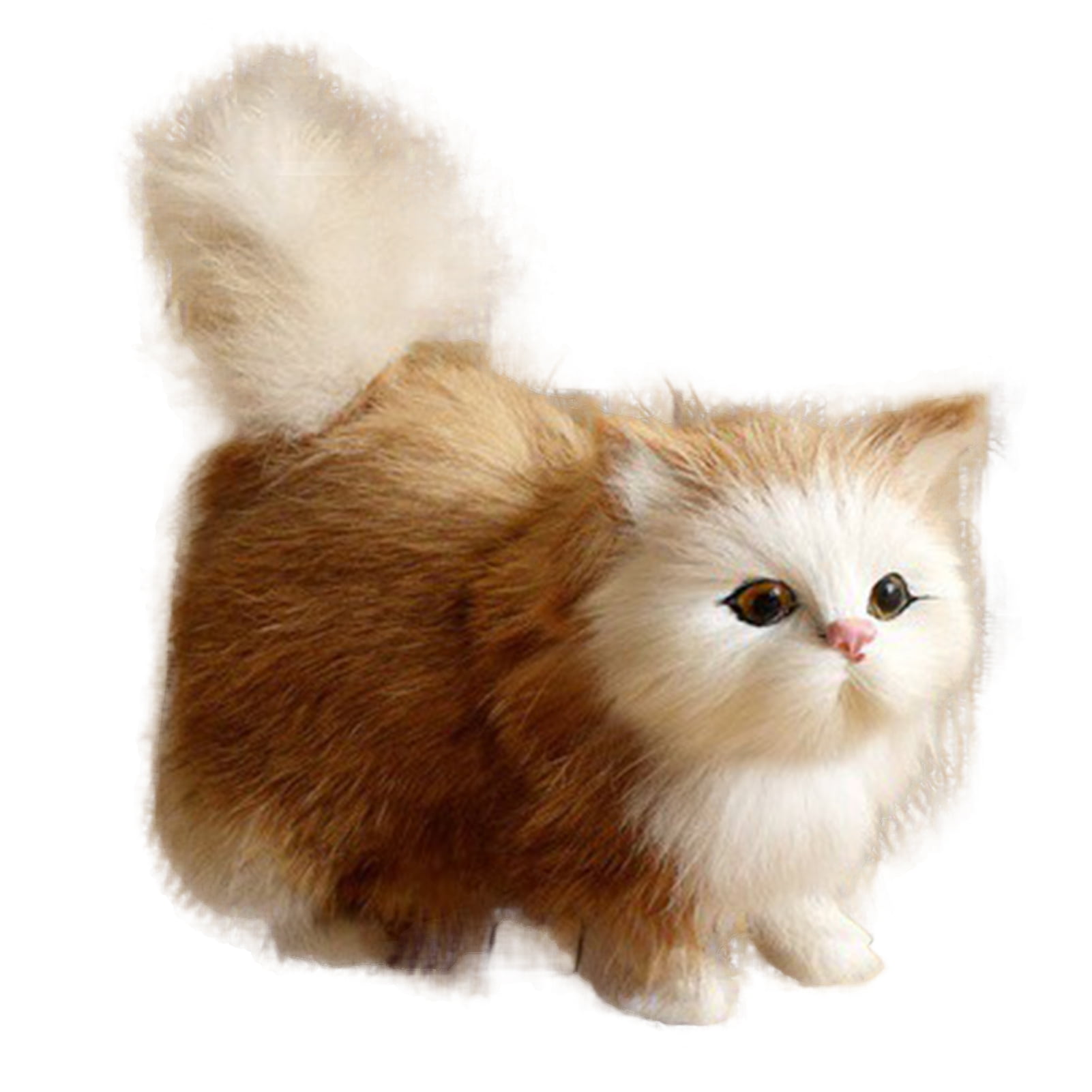 Bkn Simulation Cat Ornament Realistic Plush Kitty Toy Faux Fur Animals ...