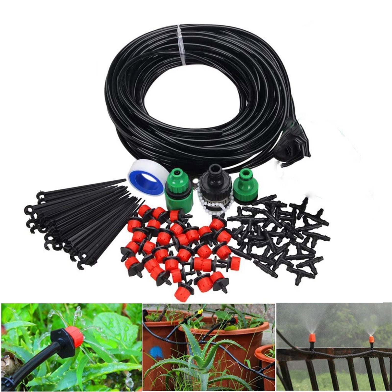 Bksdlh 16FT Garden Drip Irrigation Kit with Timer, 1/2" Mainline 1/4 ...