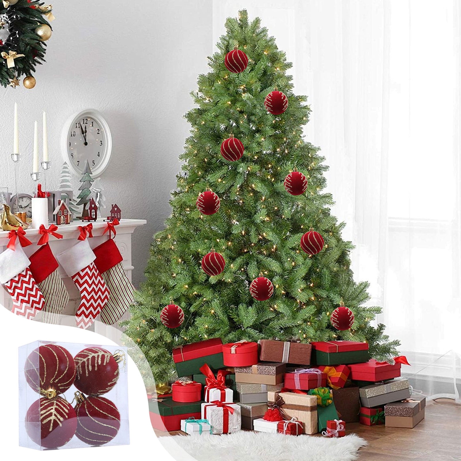 Bksdlh 4-Piece Velvet Christmas Ball Set, 6cm Baubles for Tree and ...