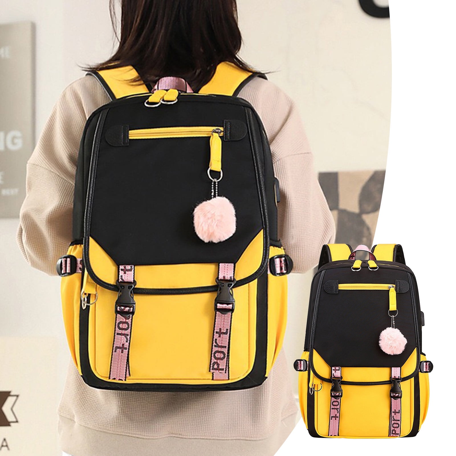 Bksdlh Anti Theft Backpack with USB Charging Port College Water ...