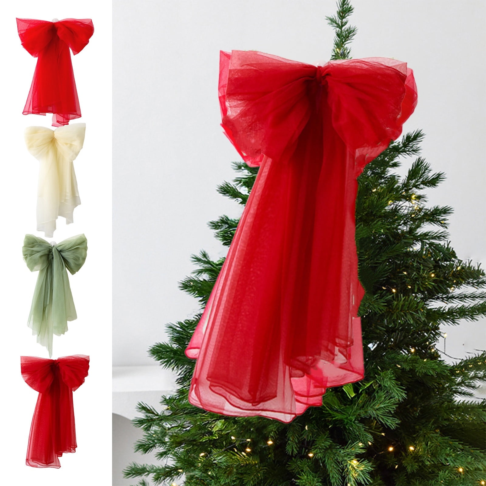 Bksdlh Christmas Decorations Snow Bow, Large Velvet Bow for Tree ...