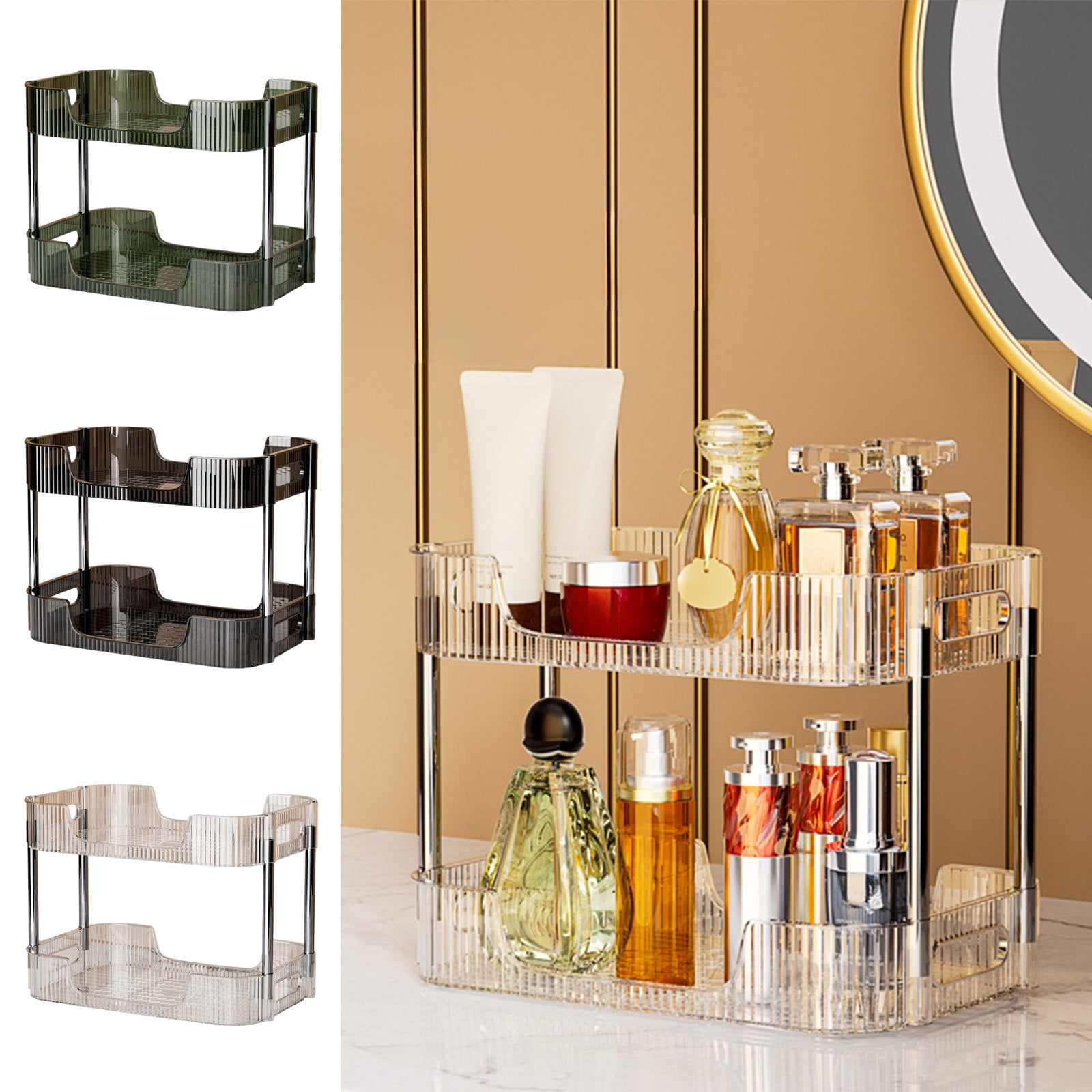 Bksdlh Clear Cosmetic Organizer, 2-Tier Bathroom Vanity Shelf for ...
