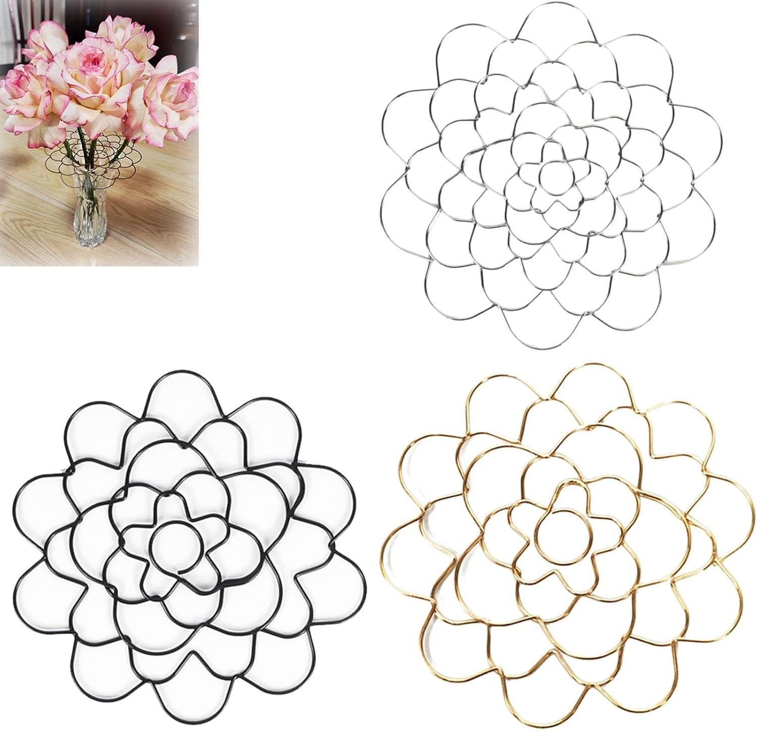 Bksdlh Floral Grids Organizer, Stainless Steel Flower Arrangement ...