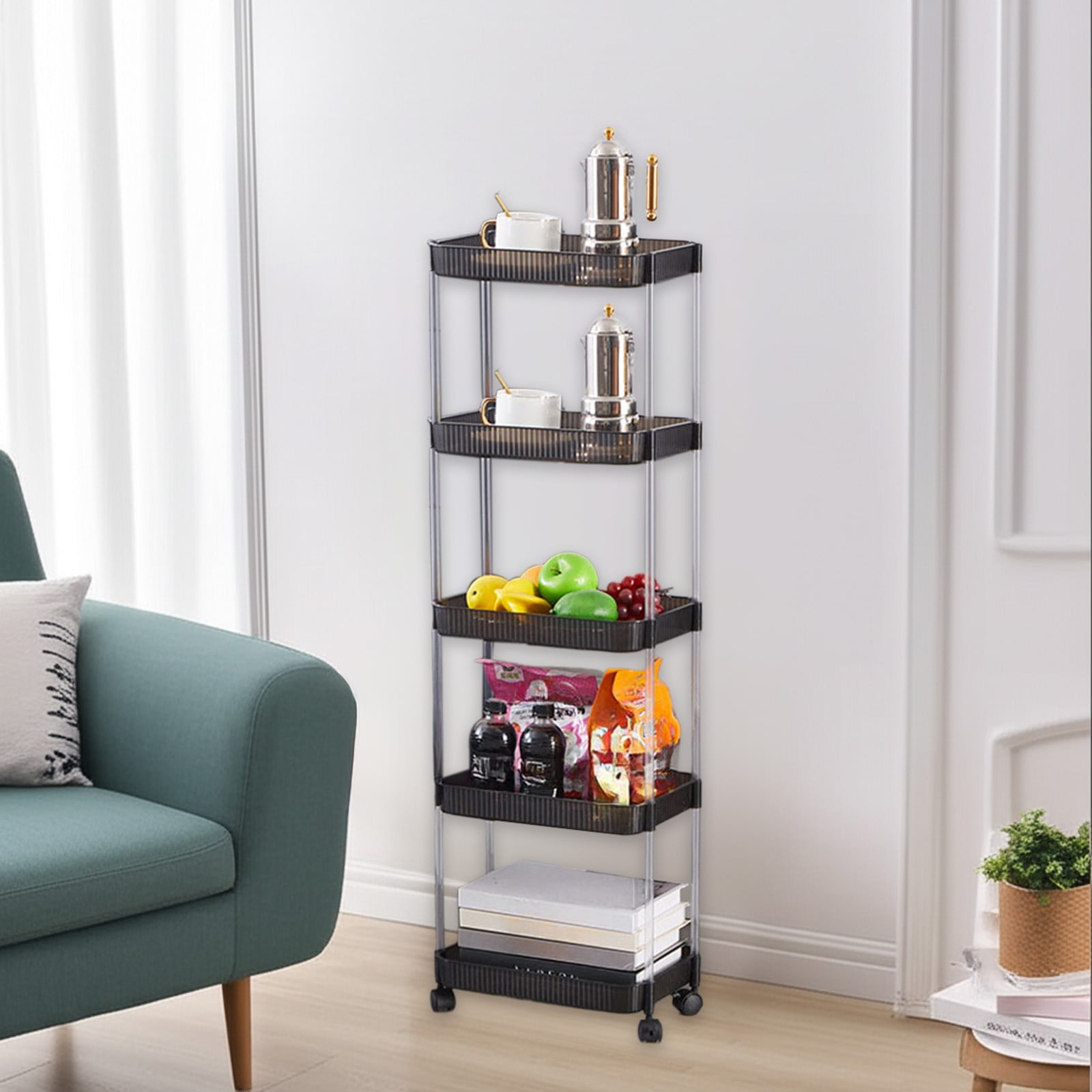 Bksdlh Large Mobile Storage Cart with Adjustable Shelves 33.5x22 ...
