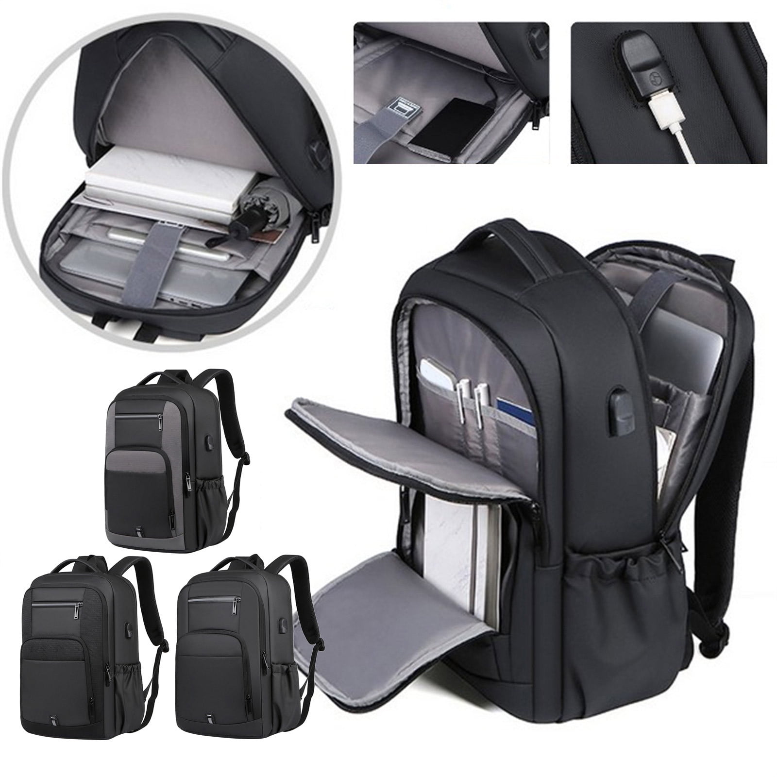 Bksdlh Men's 17 Inch Laptop Backpack Large Capacity Computer Business ...