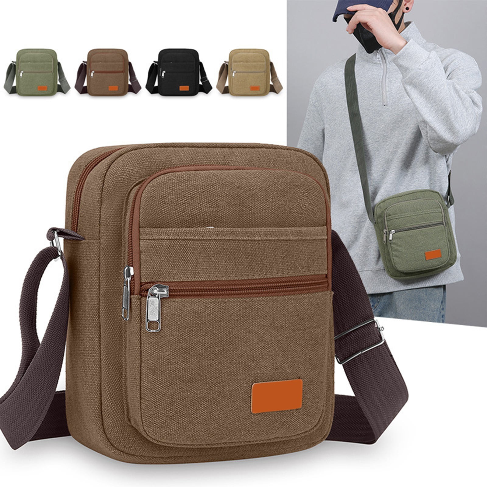 Bksdlh Men's Waterproof Canvas Crossbody Bag 8.27x7.09x2.36 Inch Multi ...