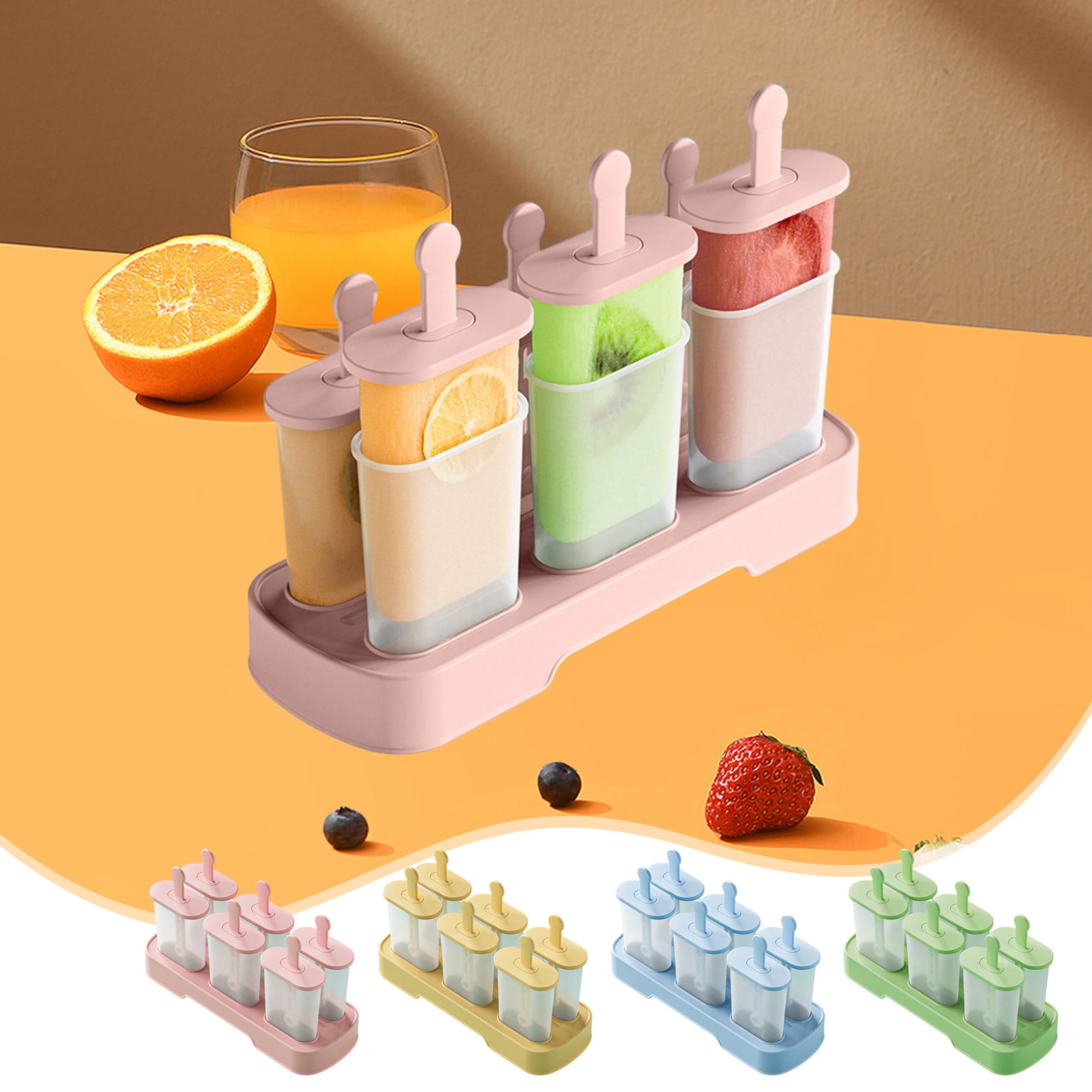 Bksdlh Plastic Colorful Popsicle Box, Ice Cream Mould, Popsicle Maker ...