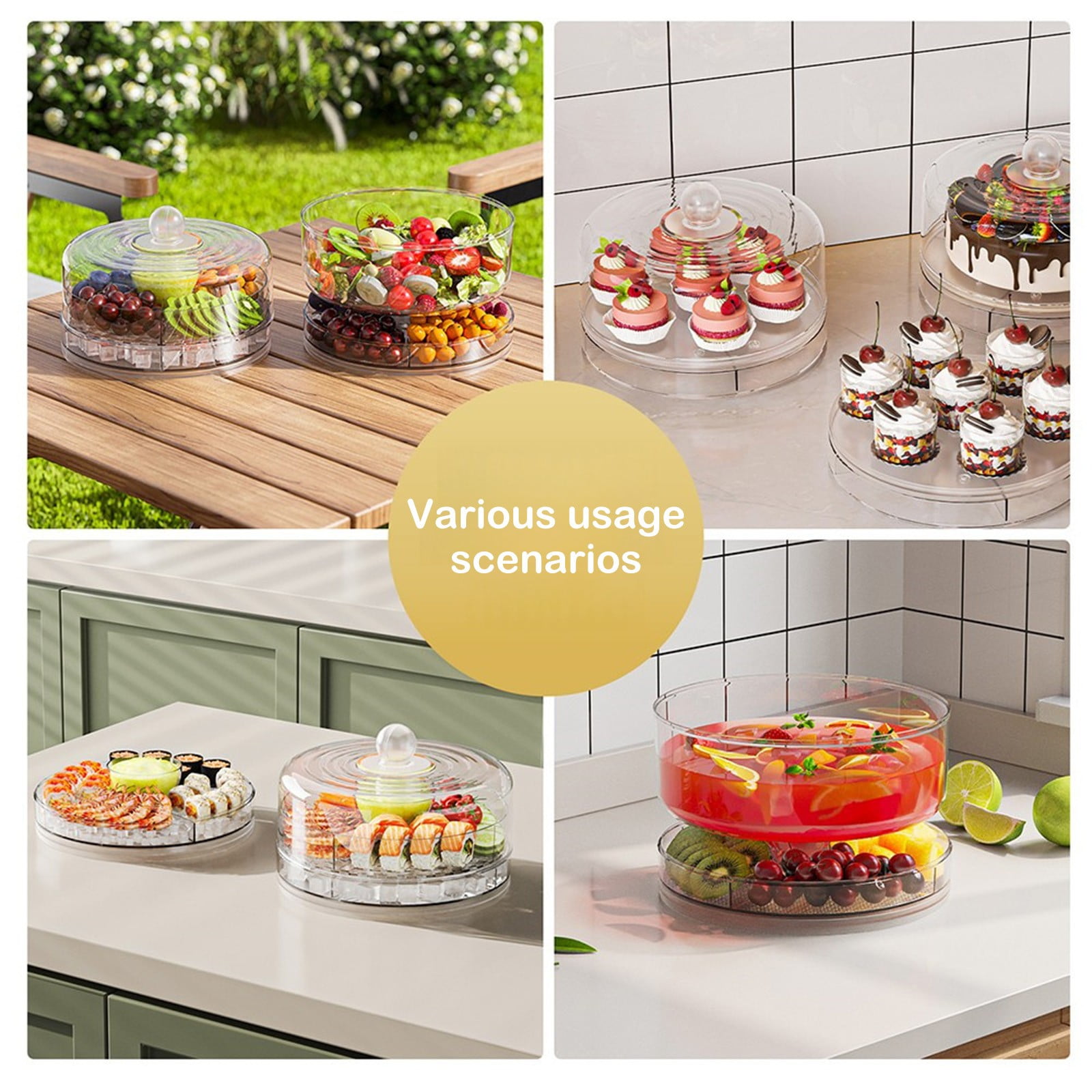 Bksdlh Plastic Storage Box, 4 Compartment Food Grade Organizer ...