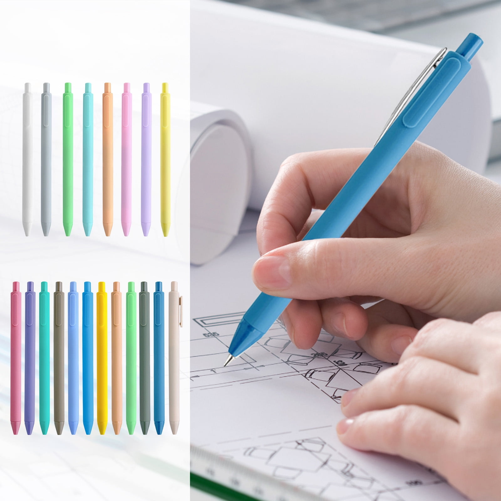 Bksdlh Plastic Writing Pen, Colored Gel Pen, 0.5mm Refill Ink, Plastic ...