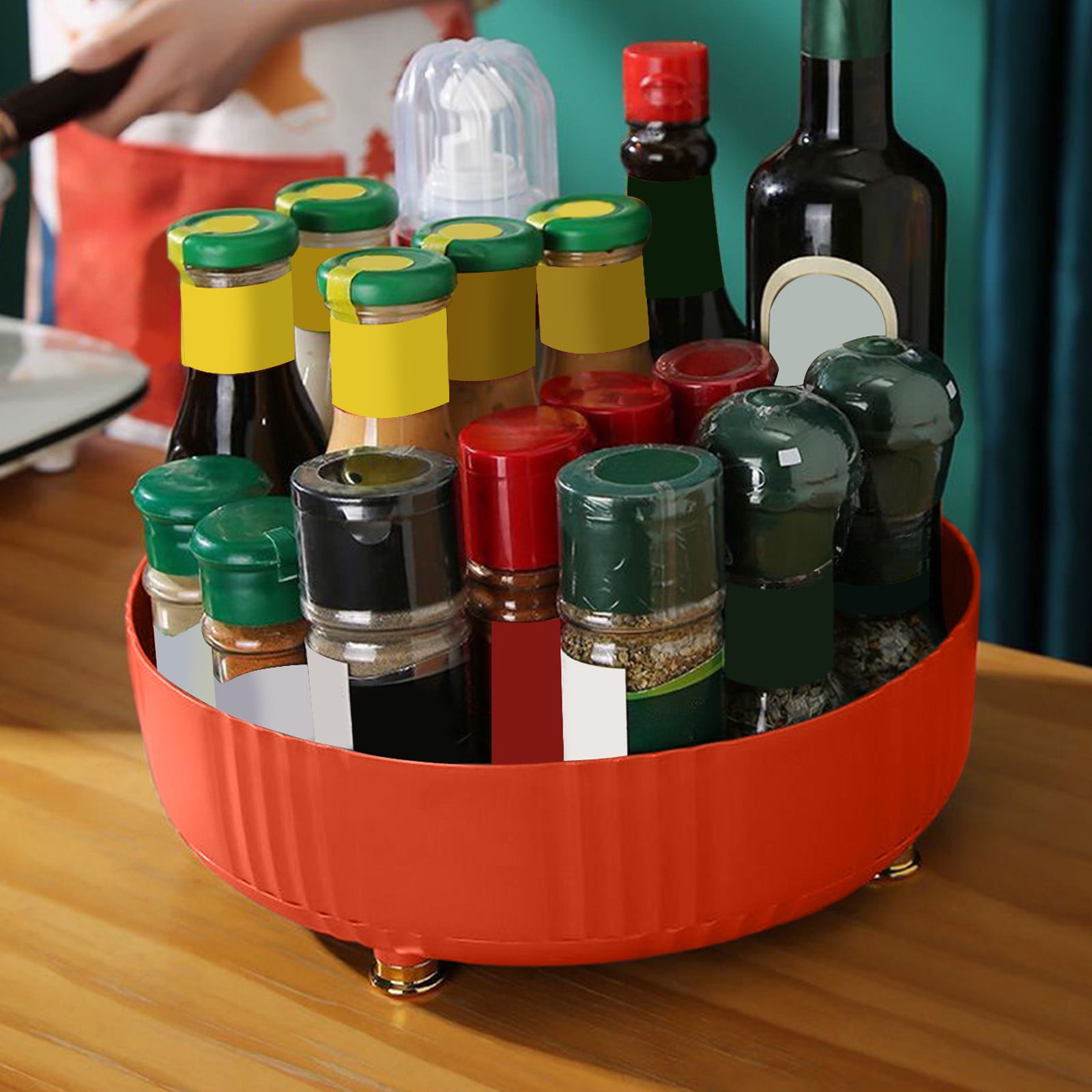 Bksdlh Rotating Spice Rack Organizer 2-Tier Turntable Kitchen ...