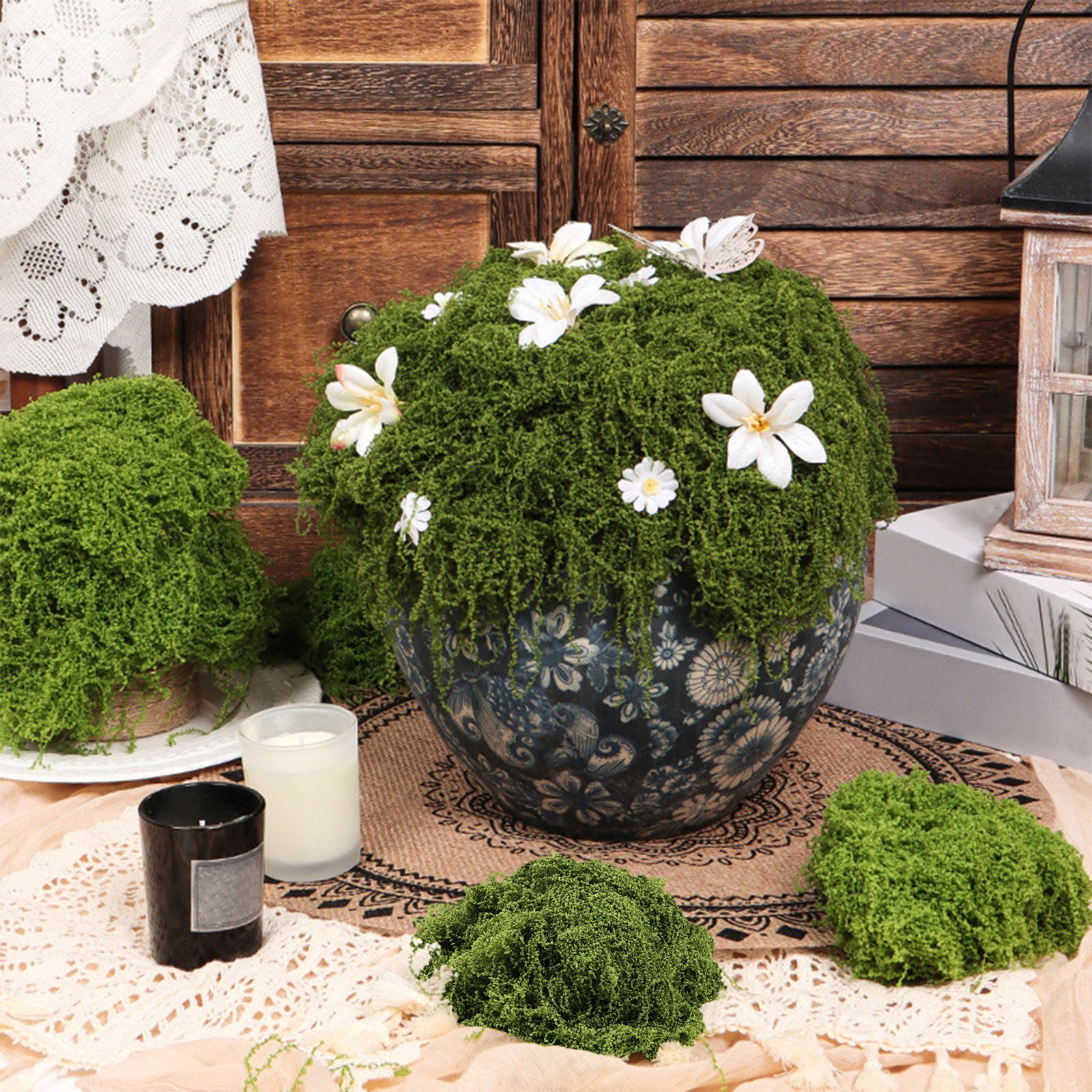 Bksdlh Simulated Green Plants, Artificial Moss Plants, Fake Grass Decor ...