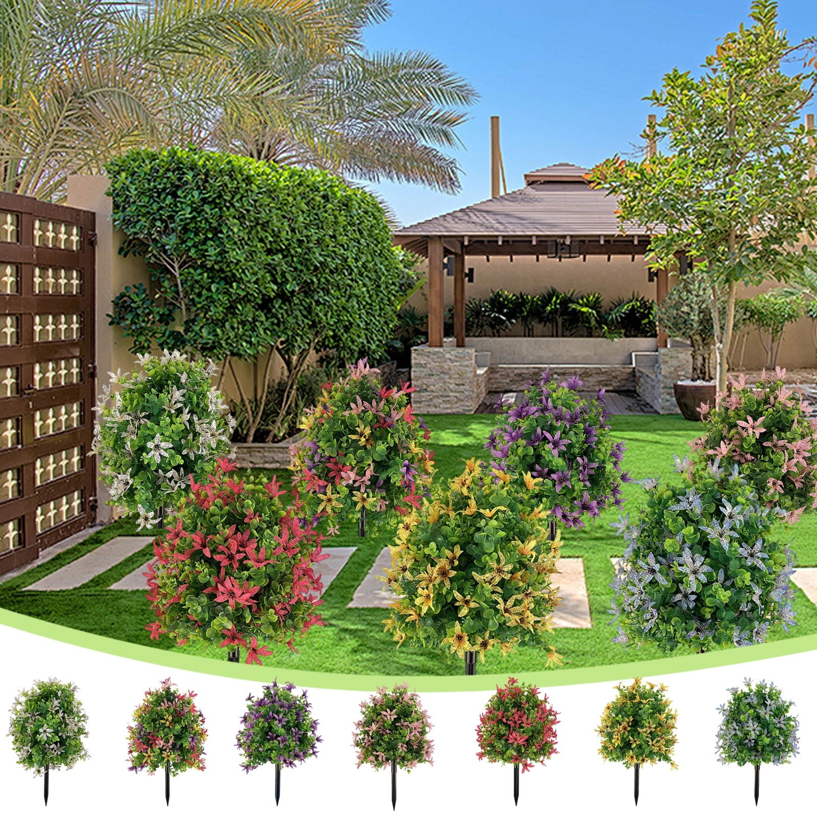 Bksdlh Simulated Plastic Material Tree Insertion, Simulation Flowers Ground Spike Eucalyptus ...