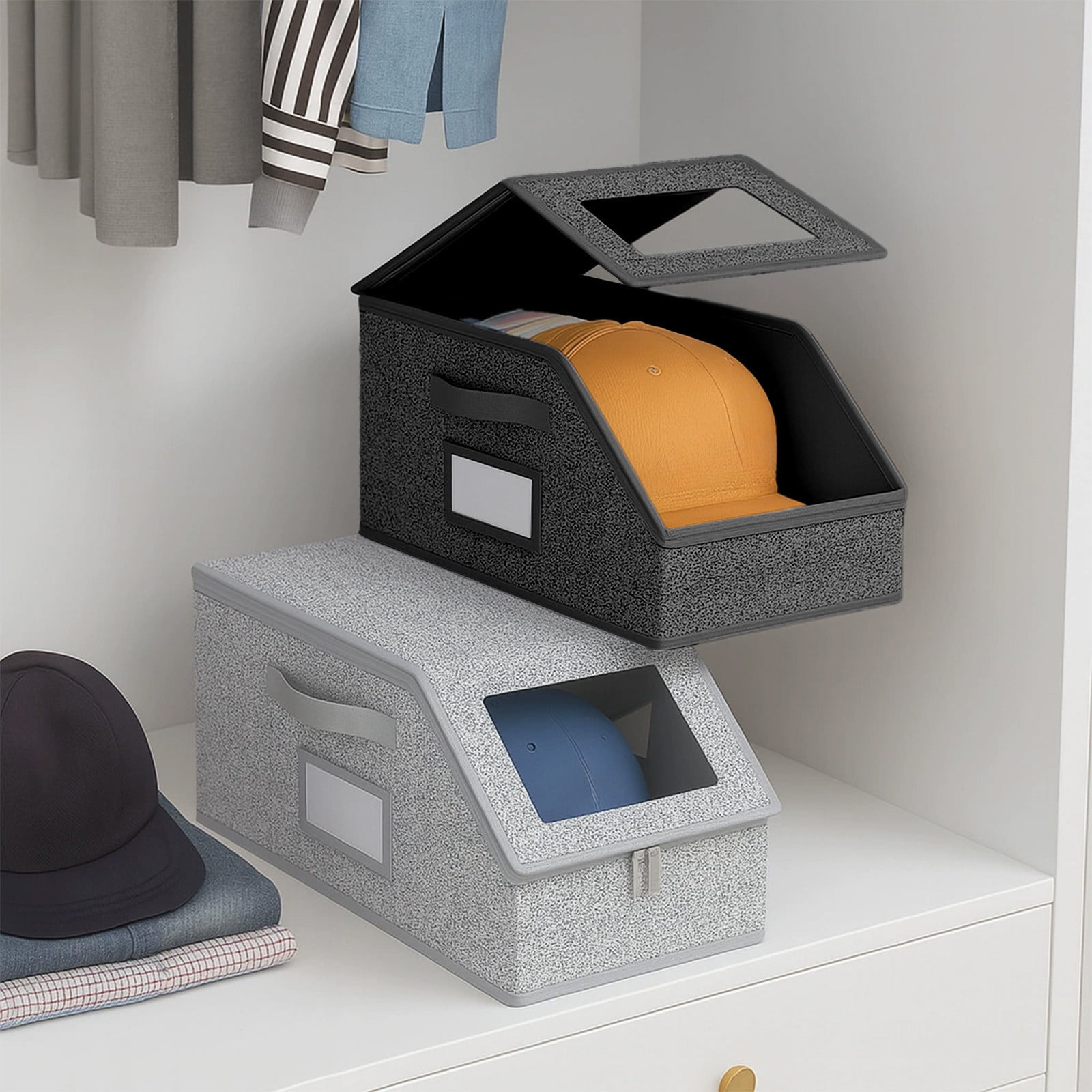 Bksdlh Stackable Baseball Cap Storage Box Holds Up to 30 Hats with ...
