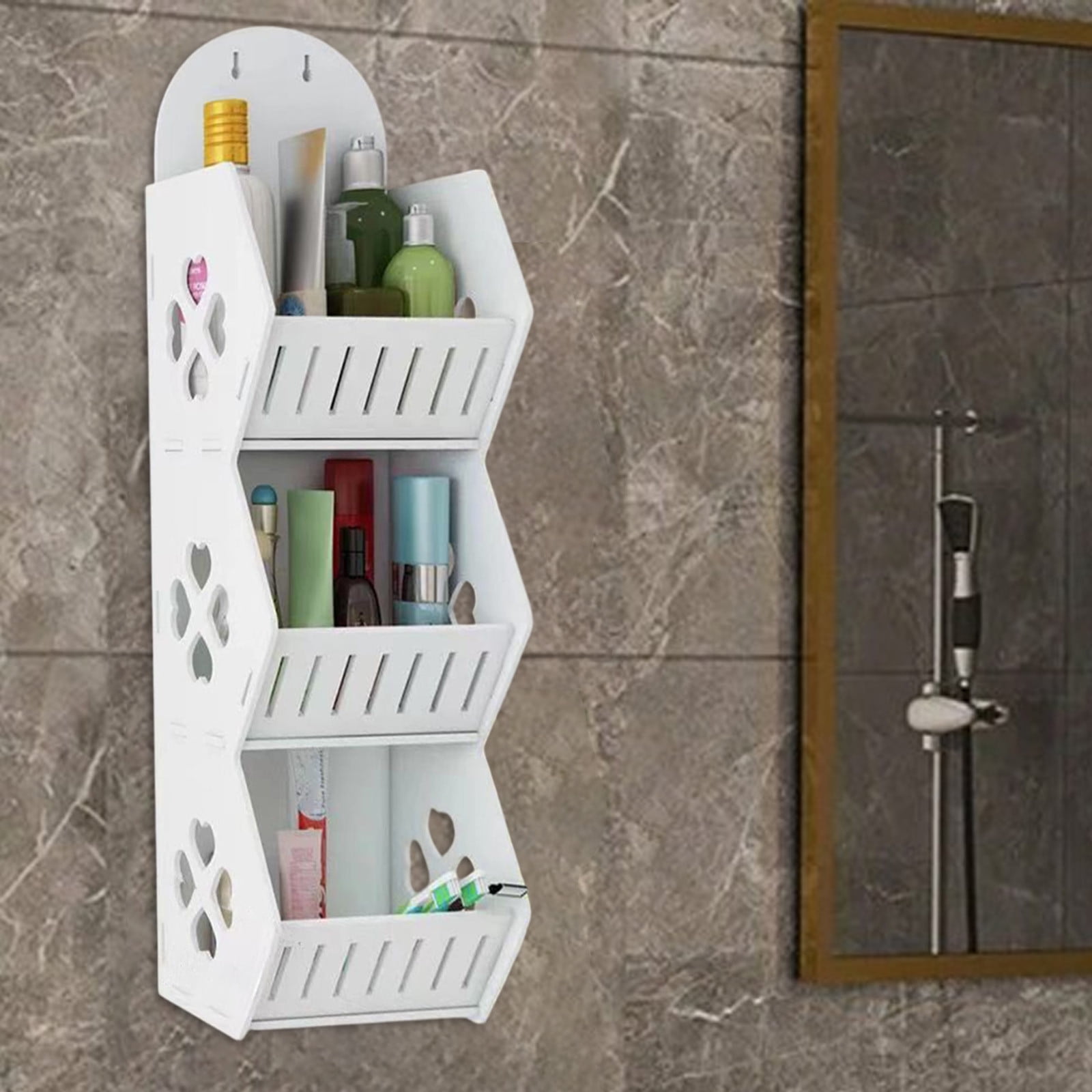 Bksdlh Wall Mounted Storage Rack, 3 Tier Organizer for Bathroom Shower ...