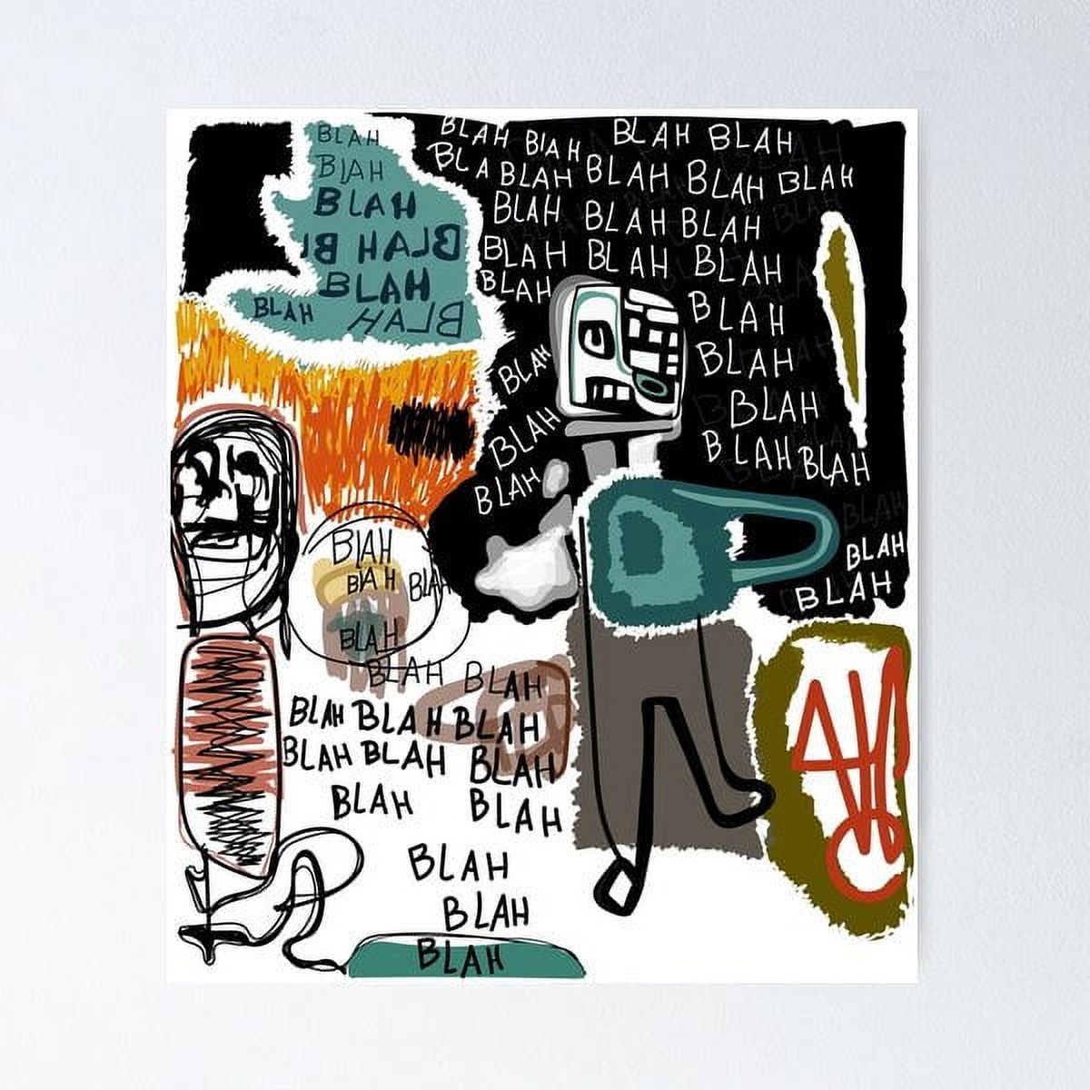 Bla Bla Bla Portrait Poster Wall Art, Modern Wall Decor For Living Room ...