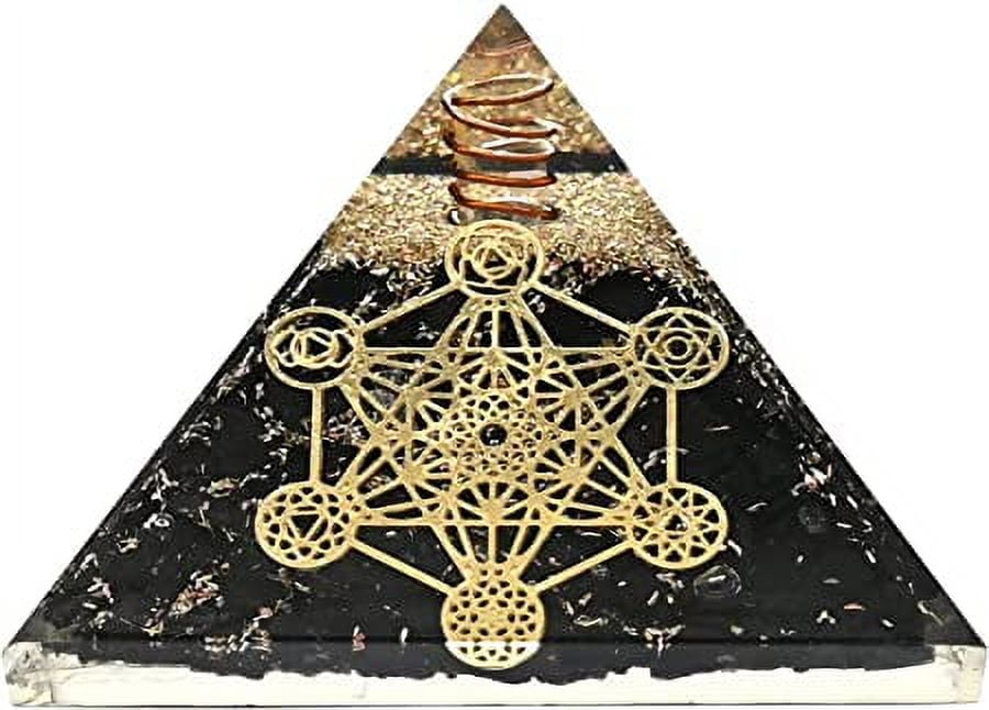 Blacak Toumaline Crystal Orgone Pyramid, Organite Pyramid Metatron Cube ...
