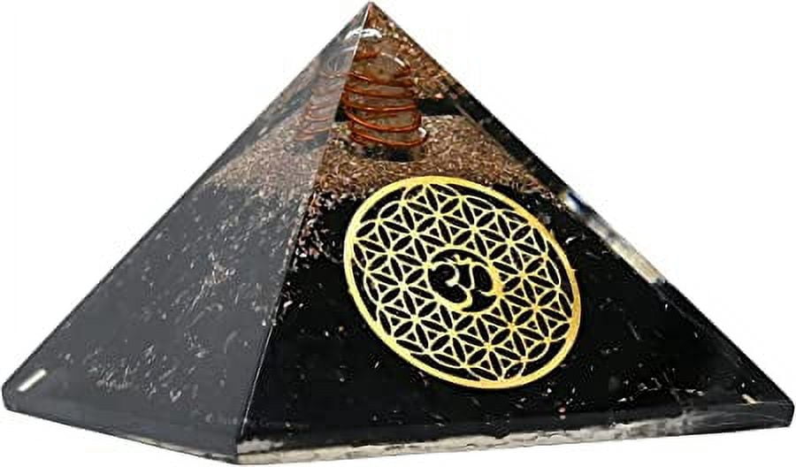 Blacak Toumaline Crystal Orgone Pyramid, Organite Pyramid OM - Flower ...